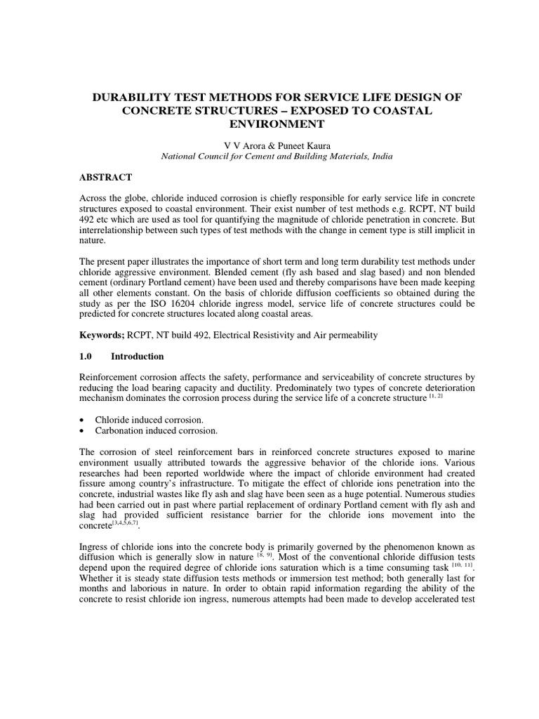 Durability Test Methods For Service Life Design of Concrete Structures ...