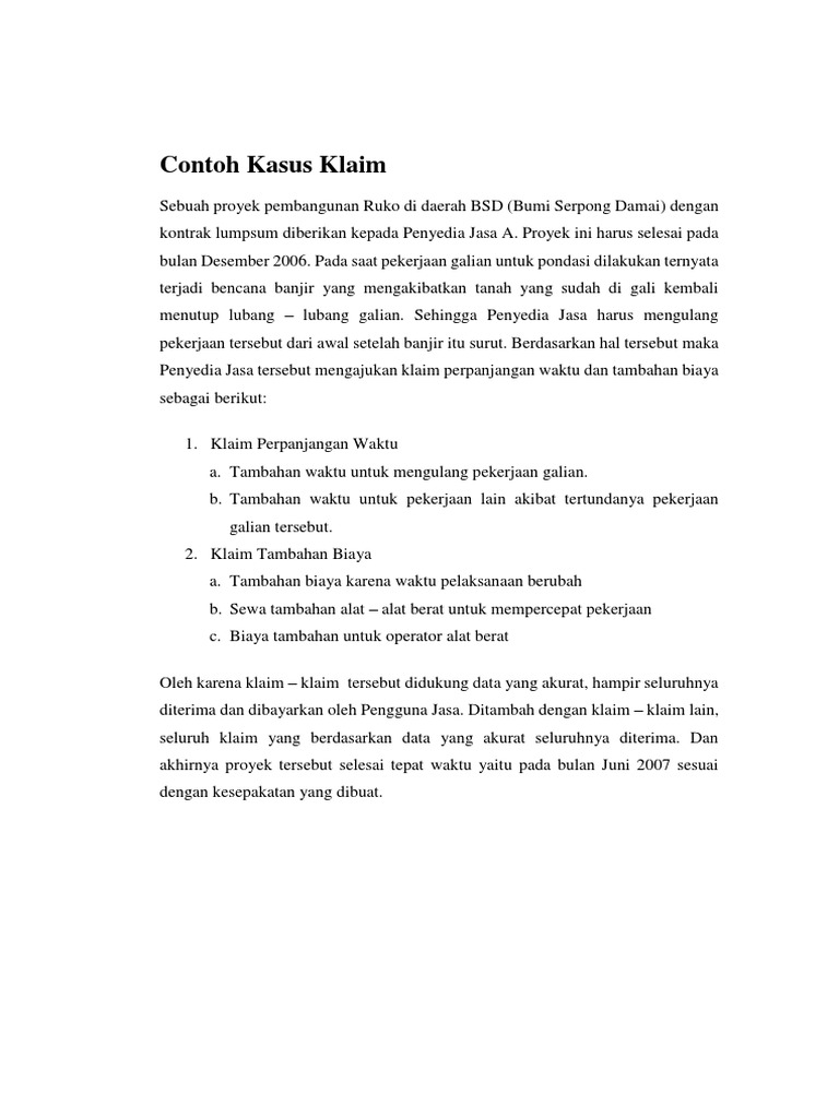 Contoh Kasus Klaim | PDF