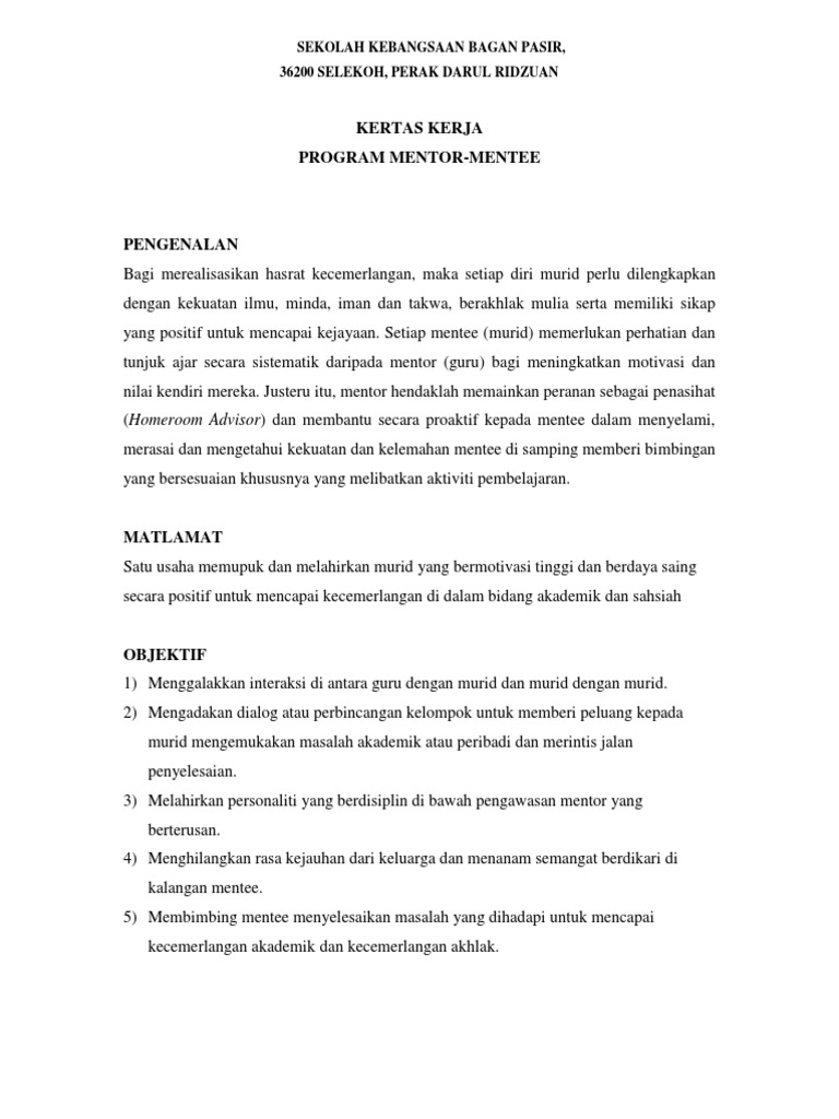 Kertas Kerja Mentor-Mentee | PDF