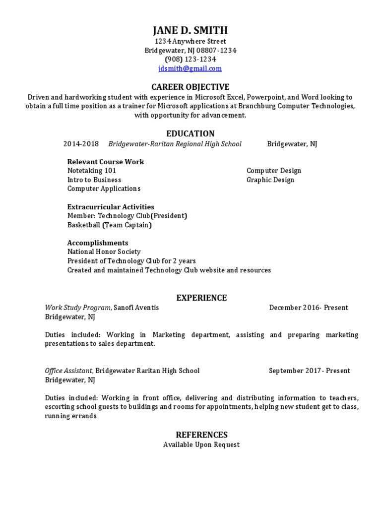 Jane D Smith Resume Sample | PDF