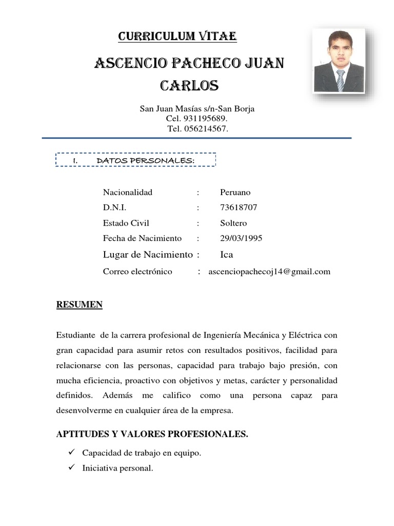 Curriculum Juan Carlos Ascencio Pacheco | PDF | Ingeniería | Science