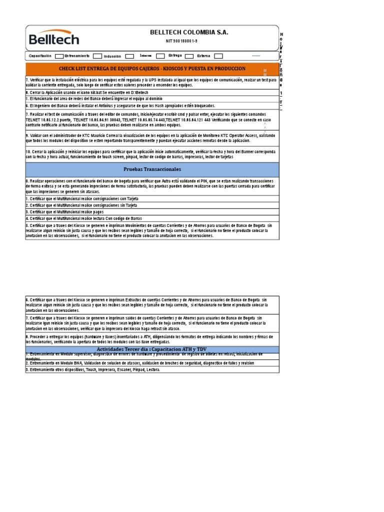 Check List Entrega | PDF | Informática | Seguridad