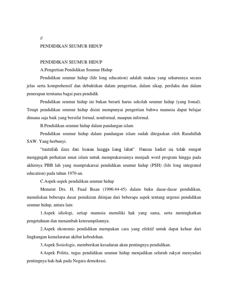 Pentingnya Pendidikan Seumur Hidup | PDF