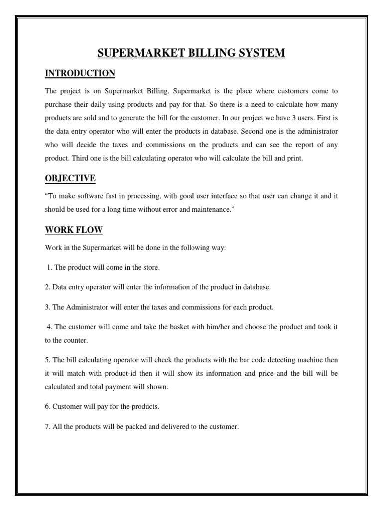 Final Project of Supermarket Billing System | PDF | Software ...