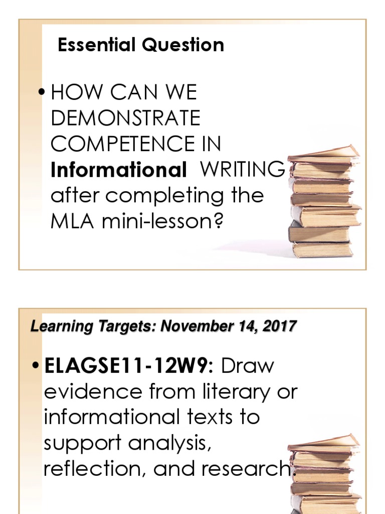 Essential Question: - How Can We Demonstrate Competence in After ...