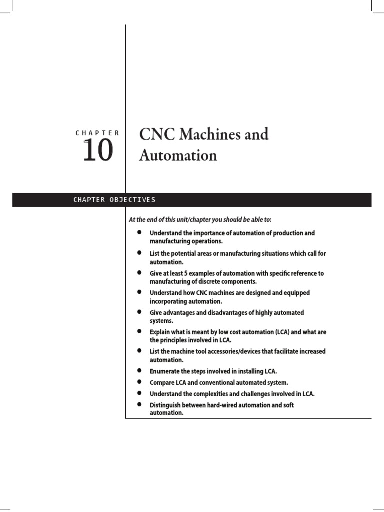CNC Machines and Automation: Chapter Objectives | PDF | Automation | Numerical Control
