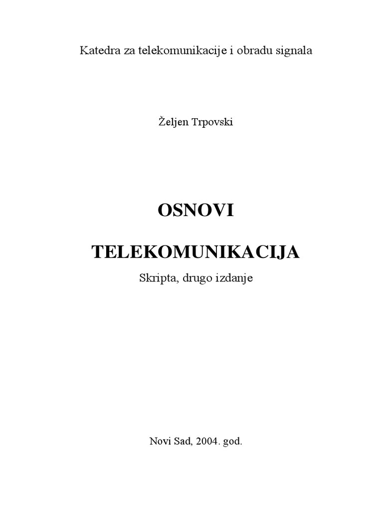 Osnovi Telekomunikacija - Ž. Trpovski PDF | PDF