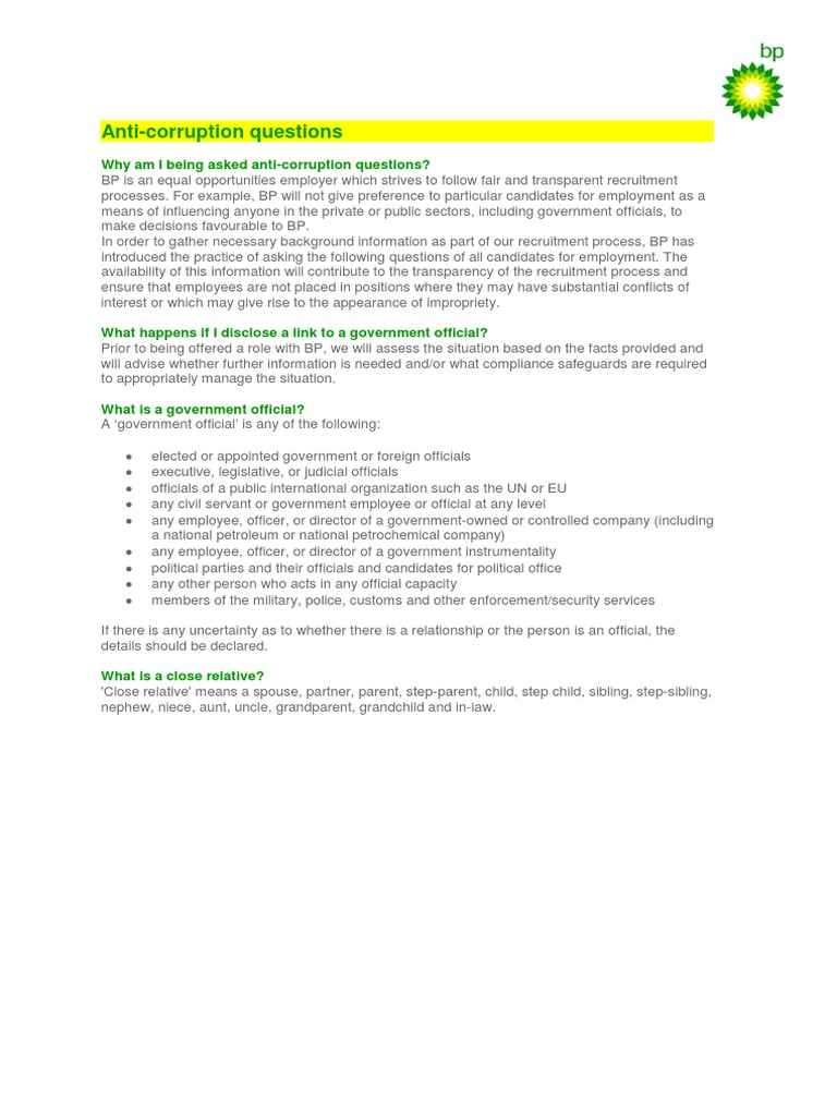 Why Am I Being Asked Anti-Corruption Questions? | PDF