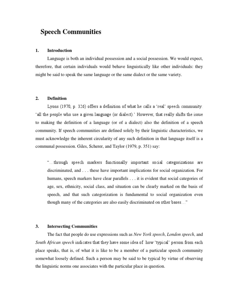 Speech Communities | Multilingualism | First Language