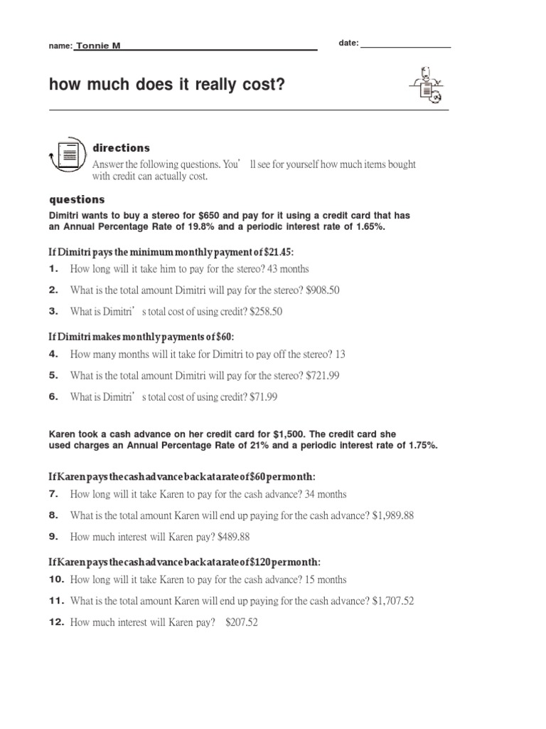 True Cost of Credit Purchases | PDF | Interest | Credit Card