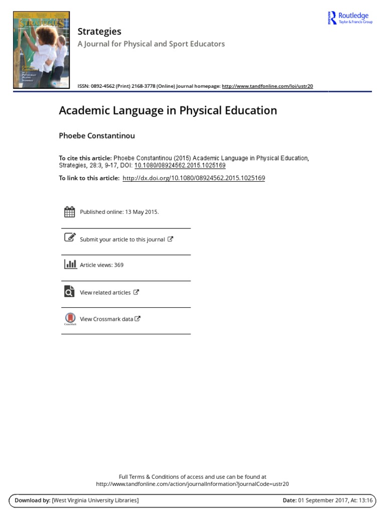 Academic Language in Physical Education | PDF | Vocabulary | Lesson Plan