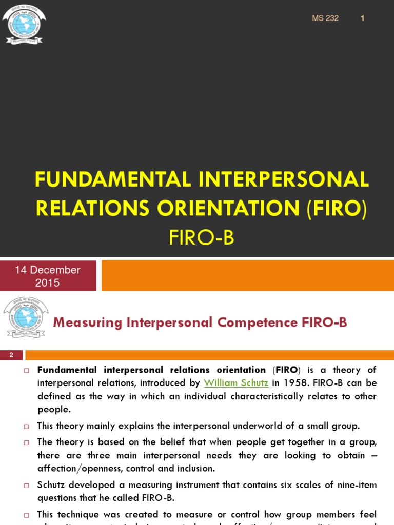 Firo B | PDF | Psychology | Behavioural Sciences