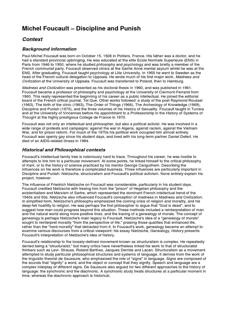 Foucault's Discipline and Punish Overview | PDF | Michel Foucault | Prison