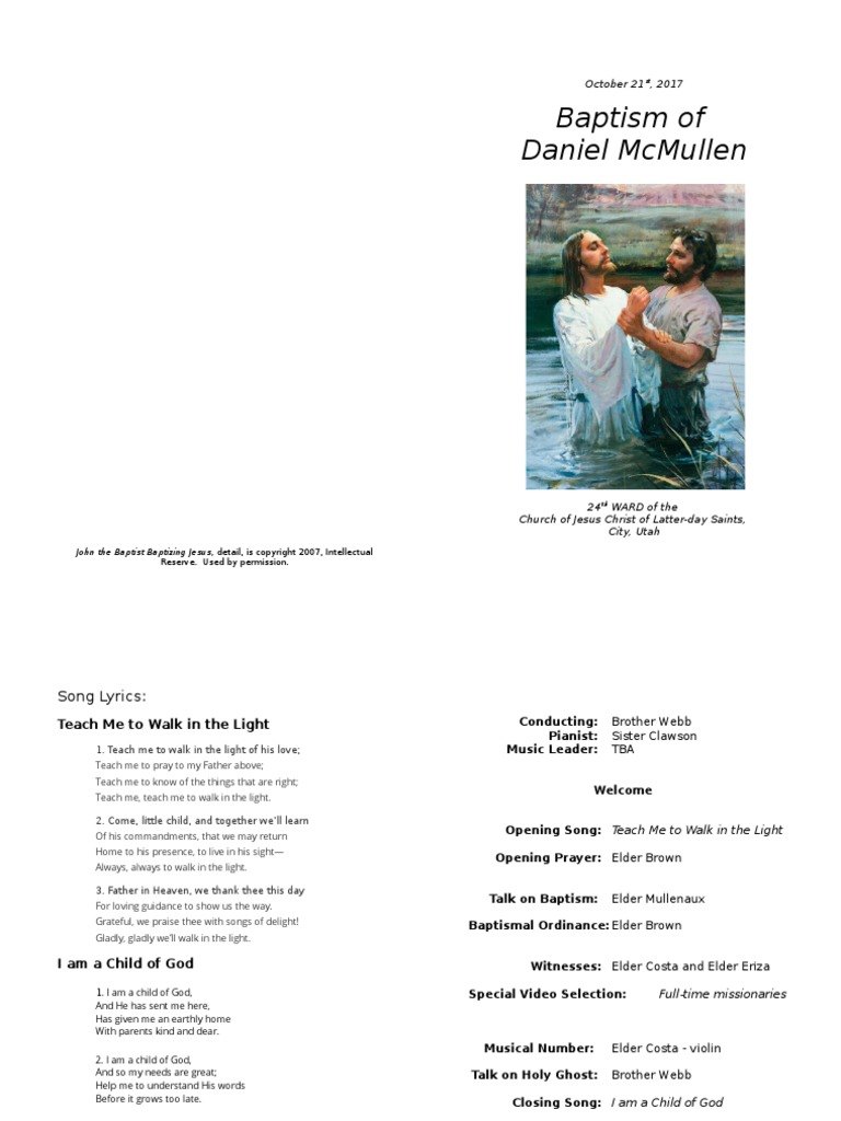 Baptism Program Template 1 | PDF | Baptism | Christian Behaviour And ...