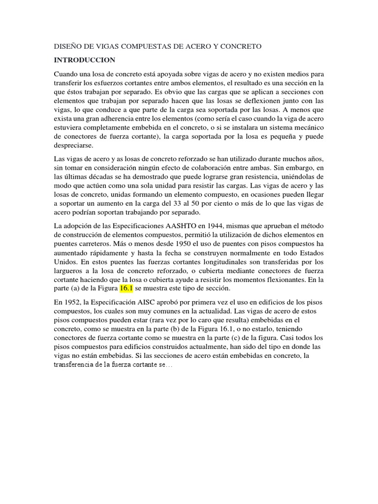 Diseño de Vigas Compuestas de Acero y Concreto2 | PDF | Hormigón ...