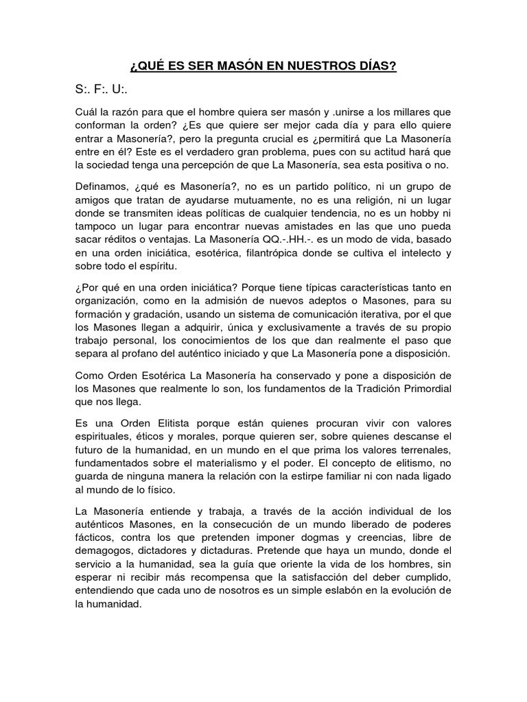Qué Es Ser Masón en Nuestros Días | PDF | Masonería | Moralidad