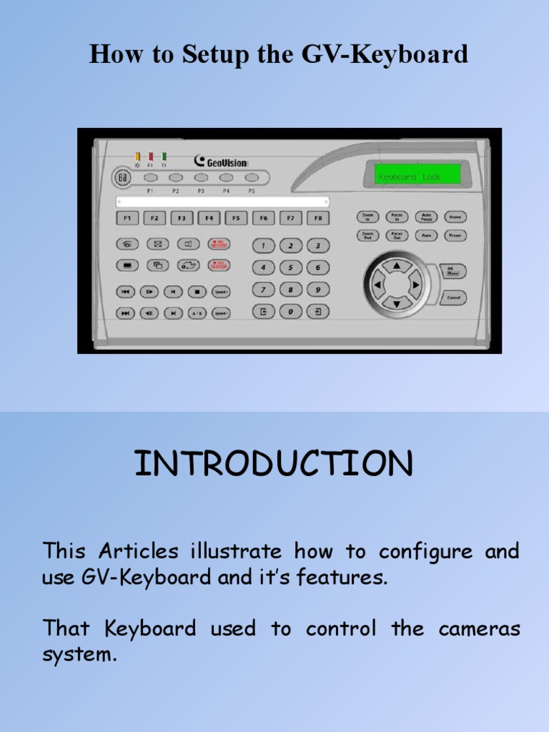 How To Setup The GV-Keyboard | PDF