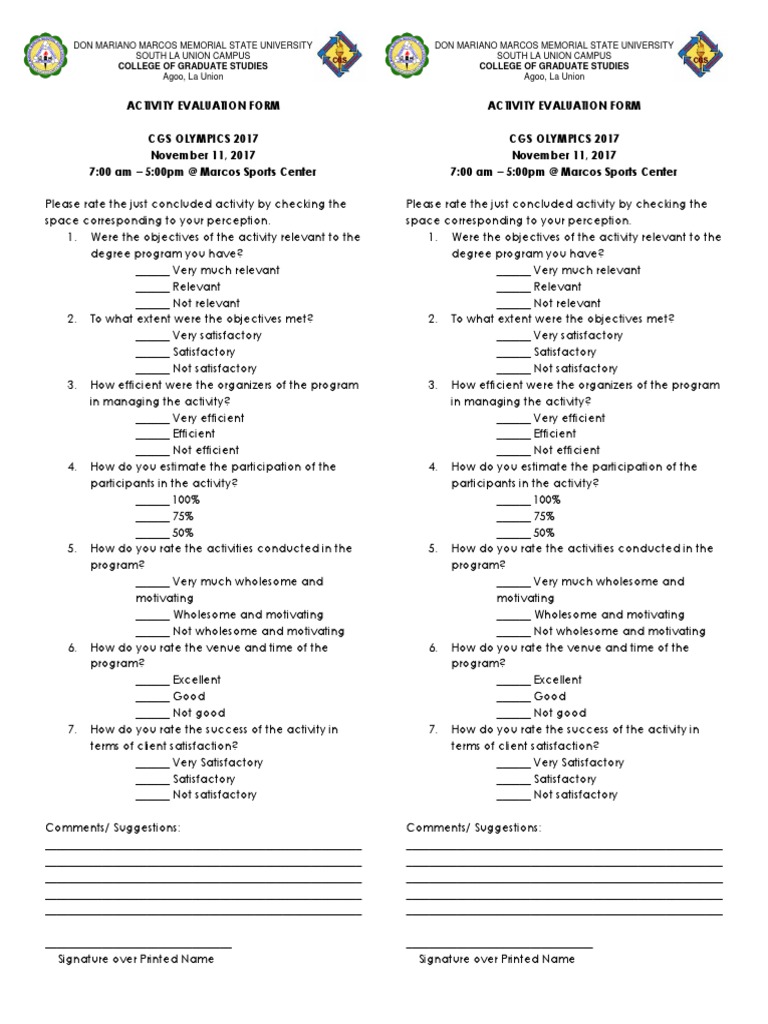 Activity Evaluation Form | PDF | Action (Philosophy) | Emergence