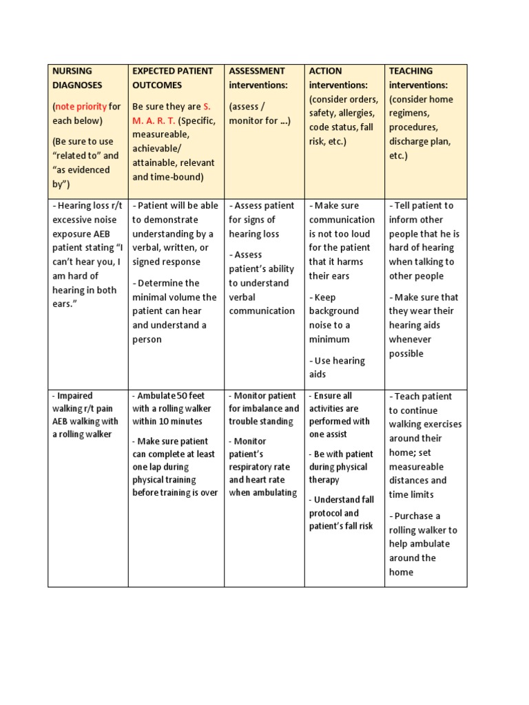Nursing Care Plan | PDF | Hearing Loss | Medical Specialties