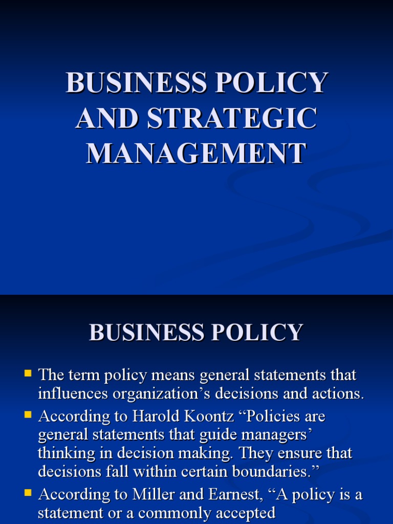 Business Policy and Strategic Management | PDF | Strategic Management ...