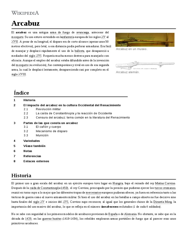 Arcabuz | PDF | Ciencia militar | Armas de fuego