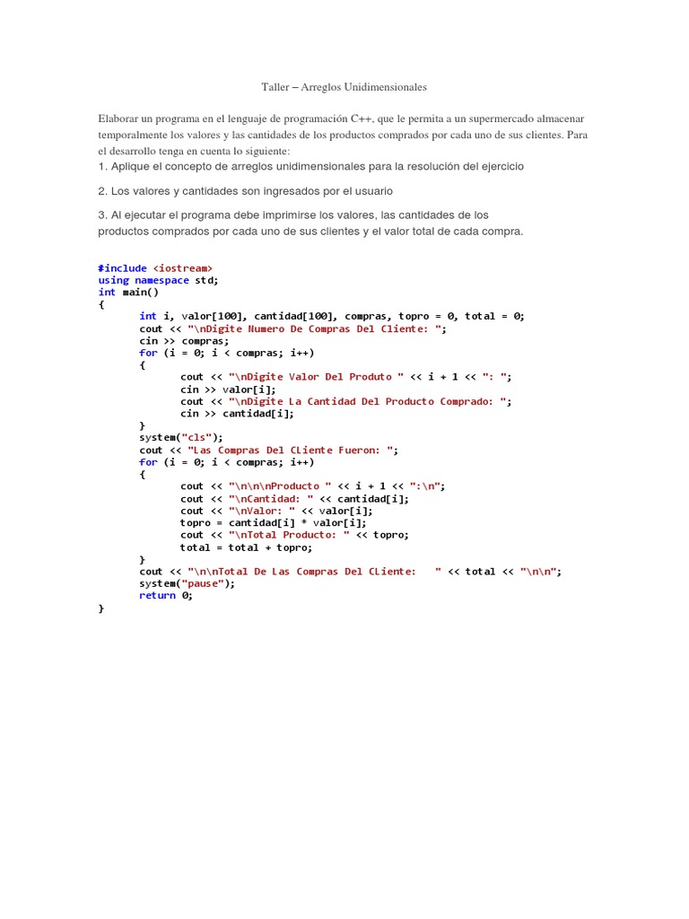 Arreglos Unidimensionales - Programacion | PDF