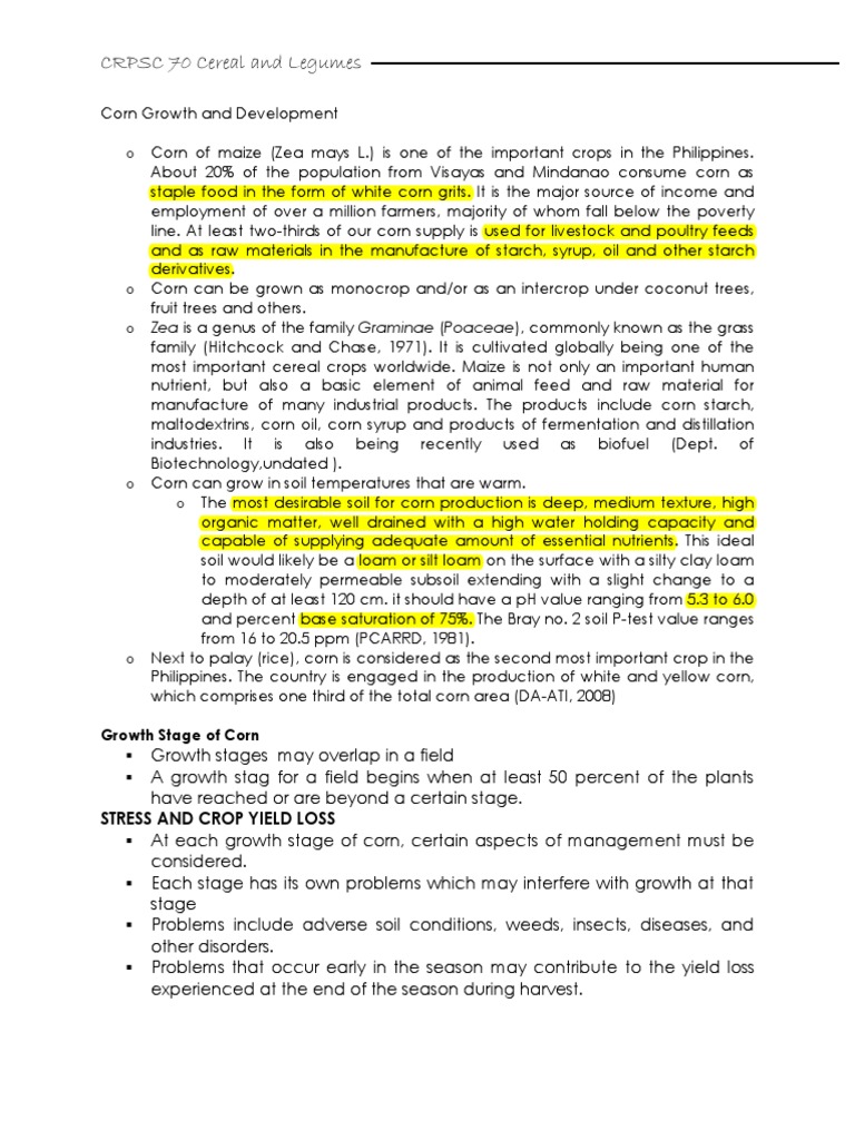 Corn Growth and Development PDF | PDF | Maize | Sowing