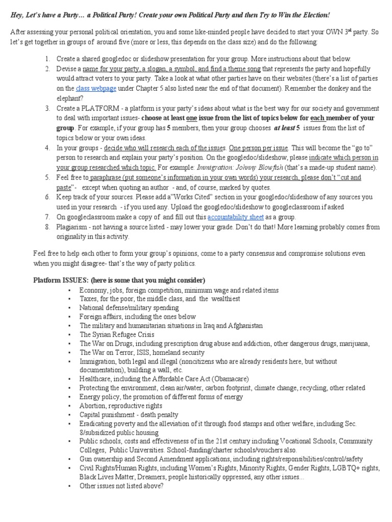 Create Your Own Political Party | PDF | Government Health Care | Wellness