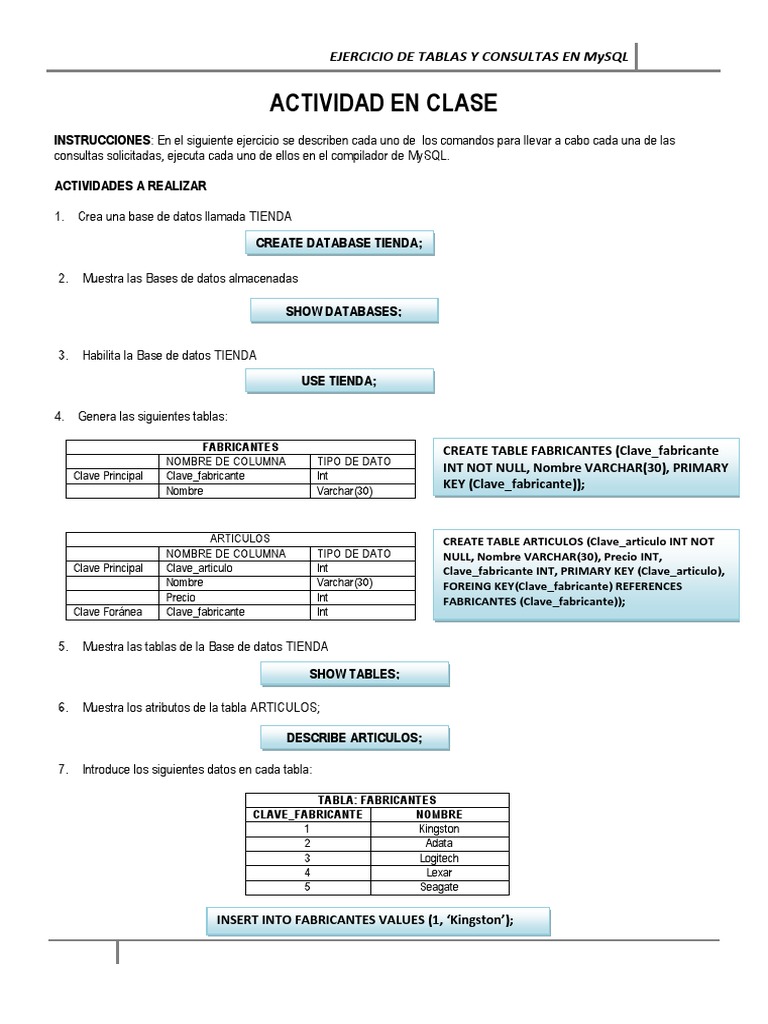 Mysql Ejercicios | PDF | Datos de computadora | Informática