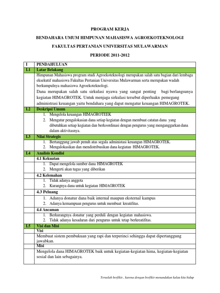 Program Kerja HIMAGROTEK 2011-2012 | PDF | Karier & Perkembangan