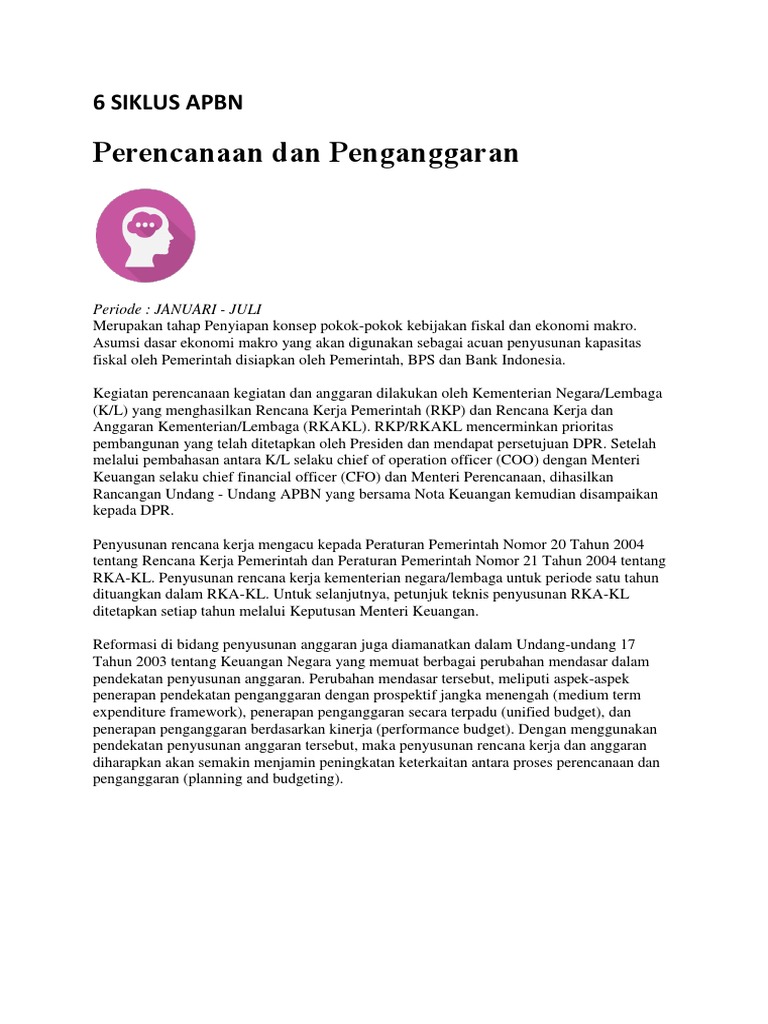 6 Siklus APBN: Proses dan Pelaksanaan | PDF | Bisnis