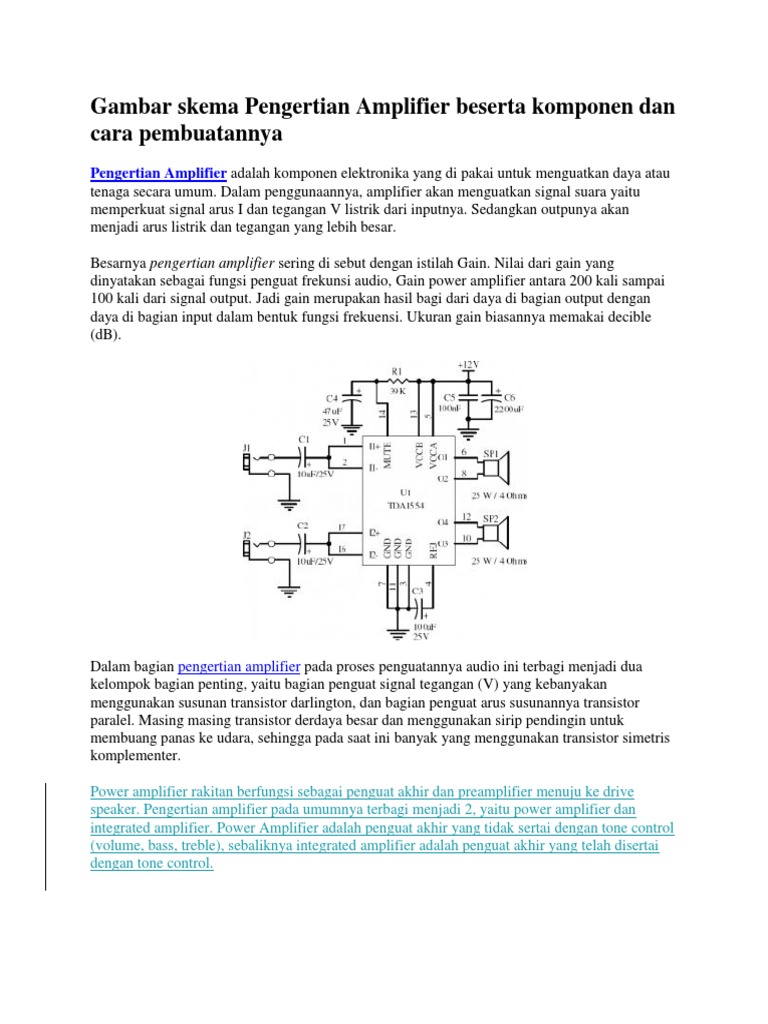 Gambar Skema Pengertian Amplifier Beserta Komponen Dan Cara ...