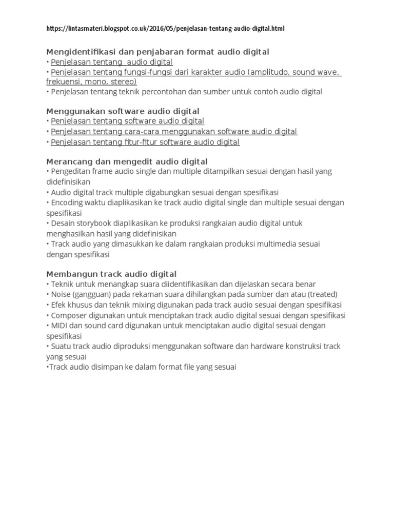 Penjelasan Tentang Audio Digital | PDF | Seni | Teknologi & Rekayasa