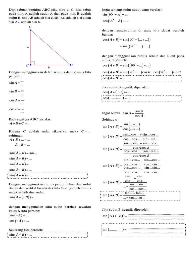 Derivasi Rumus Trigonometri Untuk Penjumlahan Dan Selisih Sudut | PDF