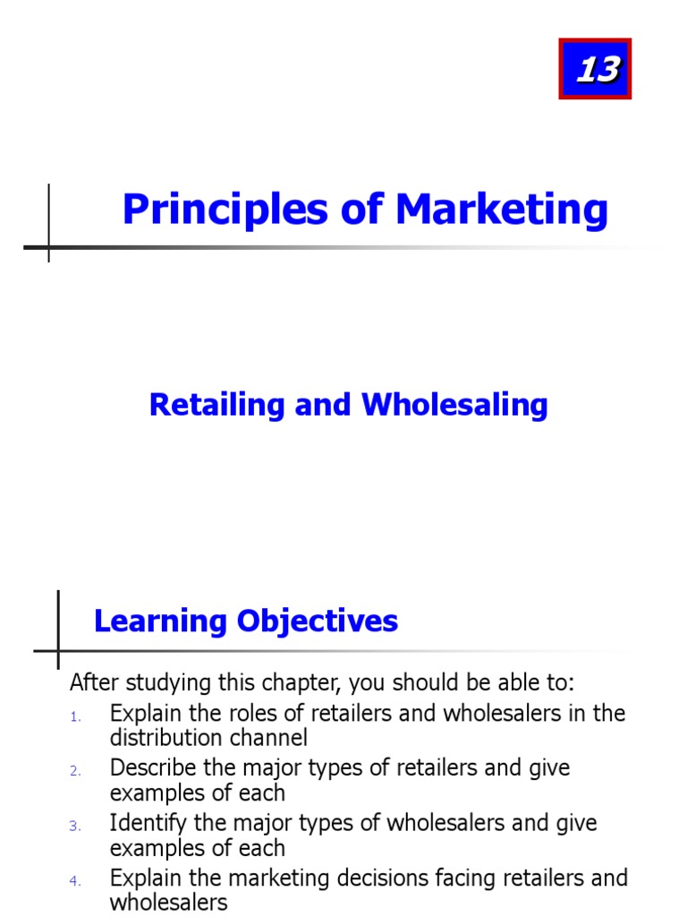 Principles of Marketing: Retailing and Wholesaling | PDF | Retail | Sales