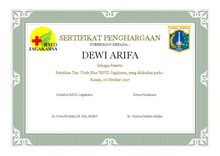 Sertifikat Code Blue | PDF