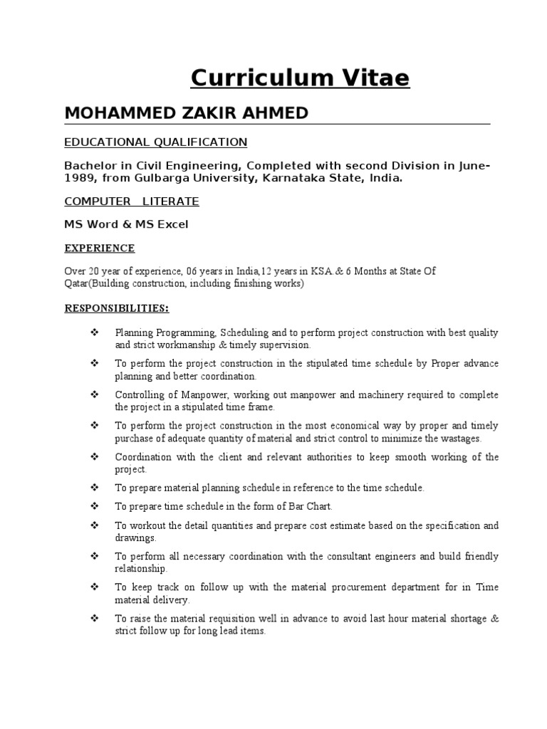 Curriculum Vitae Zakir | PDF