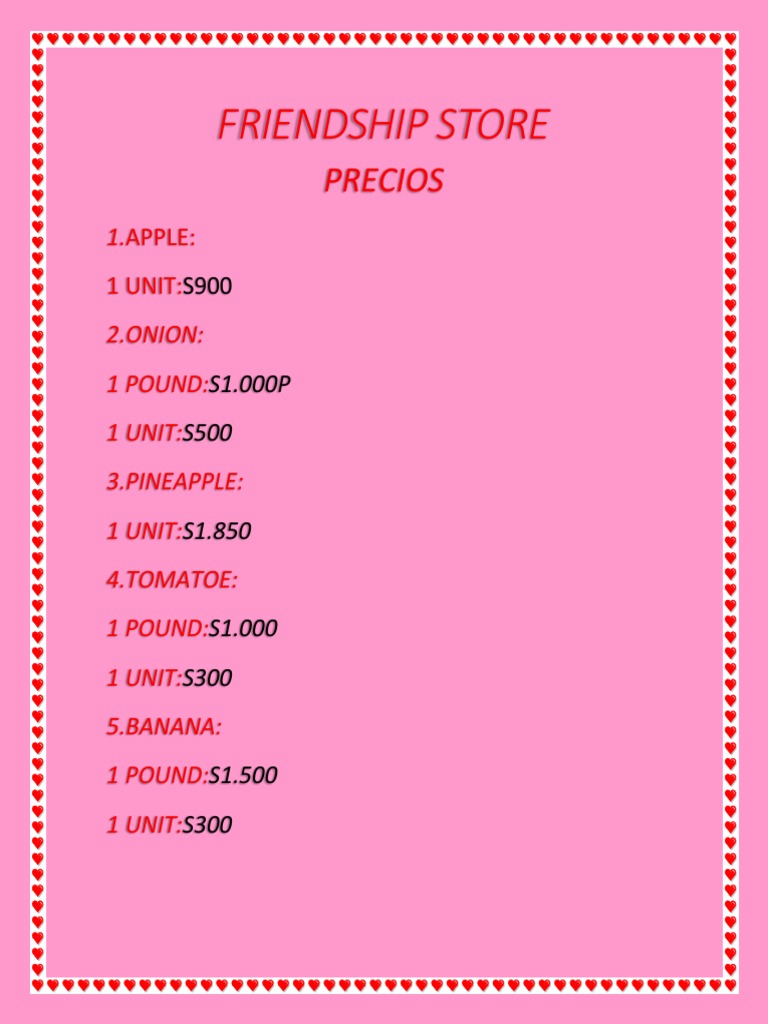 Friendship Store | PDF