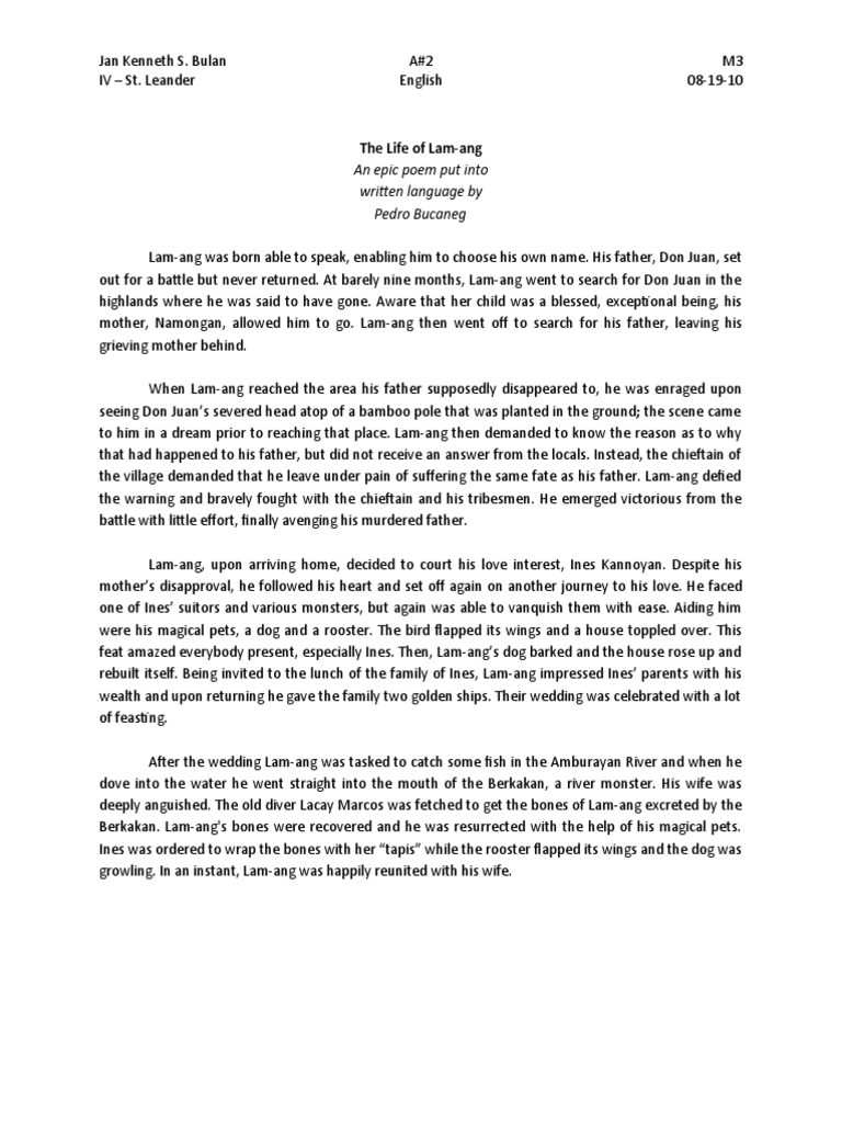 An Epic Poem Put Into Written Language by Pedro Bucaneg: The Life of ...