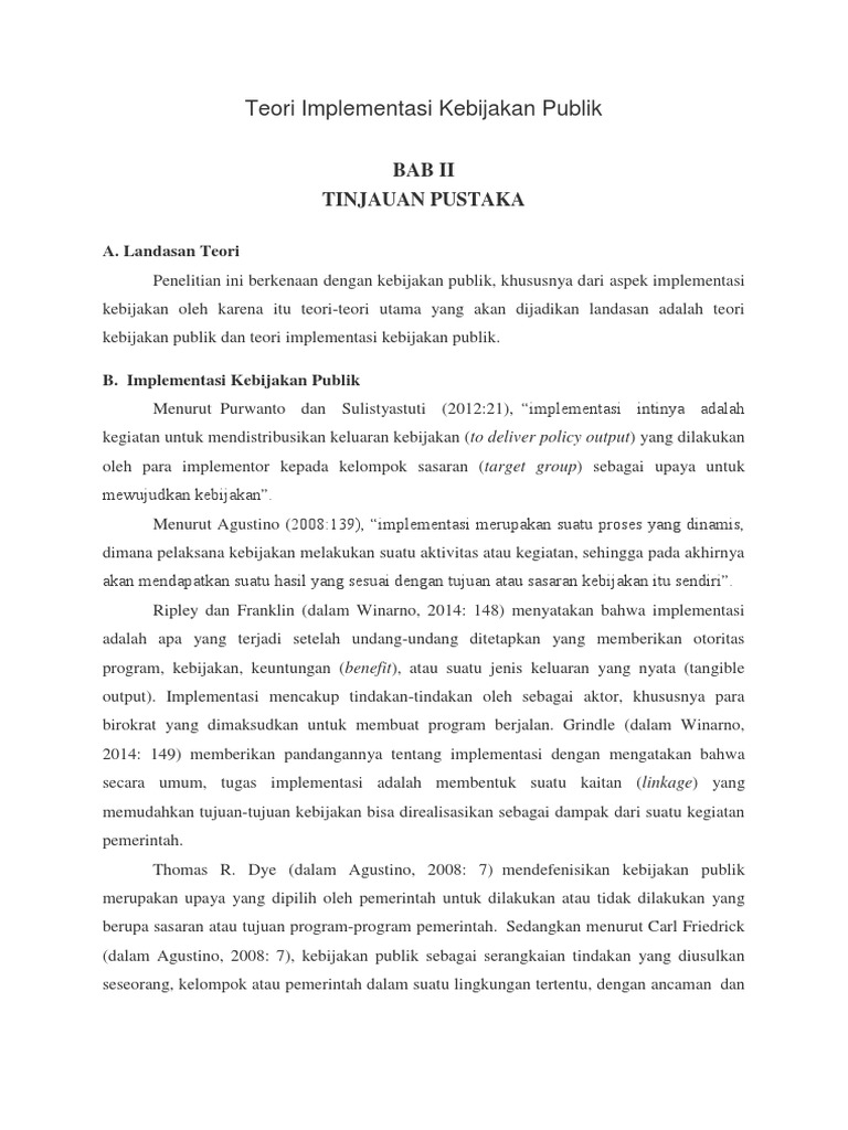 Teori Implementasi Kebijakan Publik | PDF