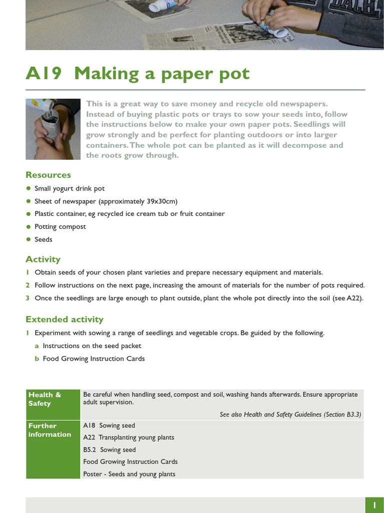 A19 Making A Paper Pot | PDF | Sowing | Natural Resource Management