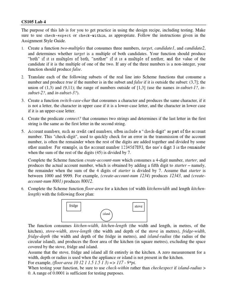 CS105 Lab 4: Subset-2?, and In-Subset-3?) | PDF | Letter Case | Kitchen