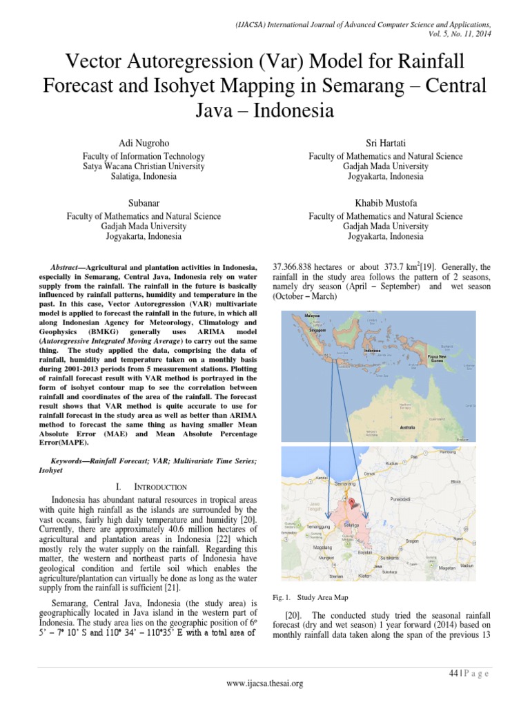 VAR Model for Rainfall Forecasting in Semarang | PDF | Vector Autoregression | Autoregressive ...