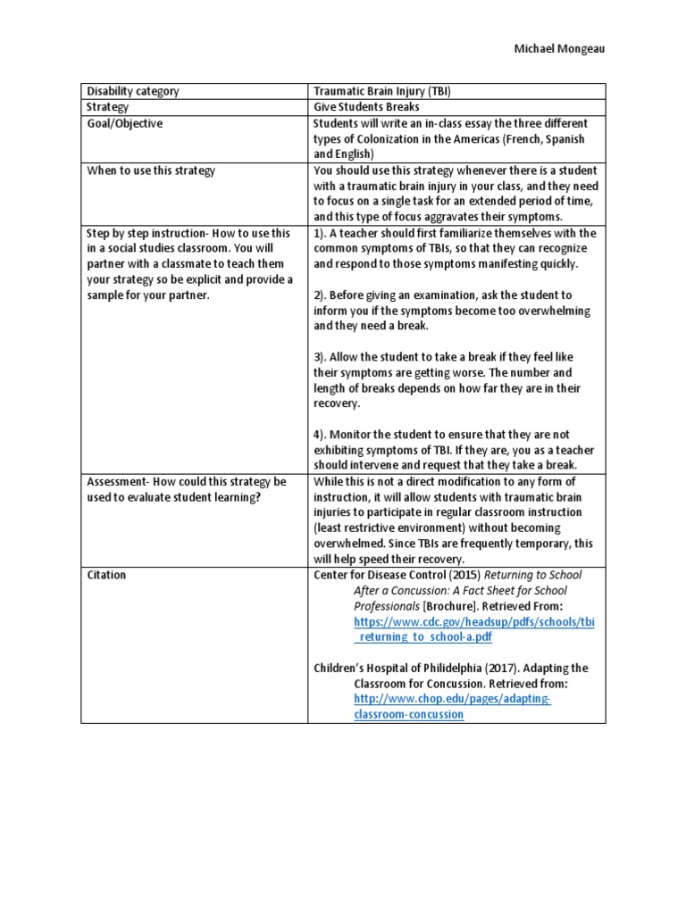 After A Concussion: A Fact Sheet For School Professionals (Brochure ...