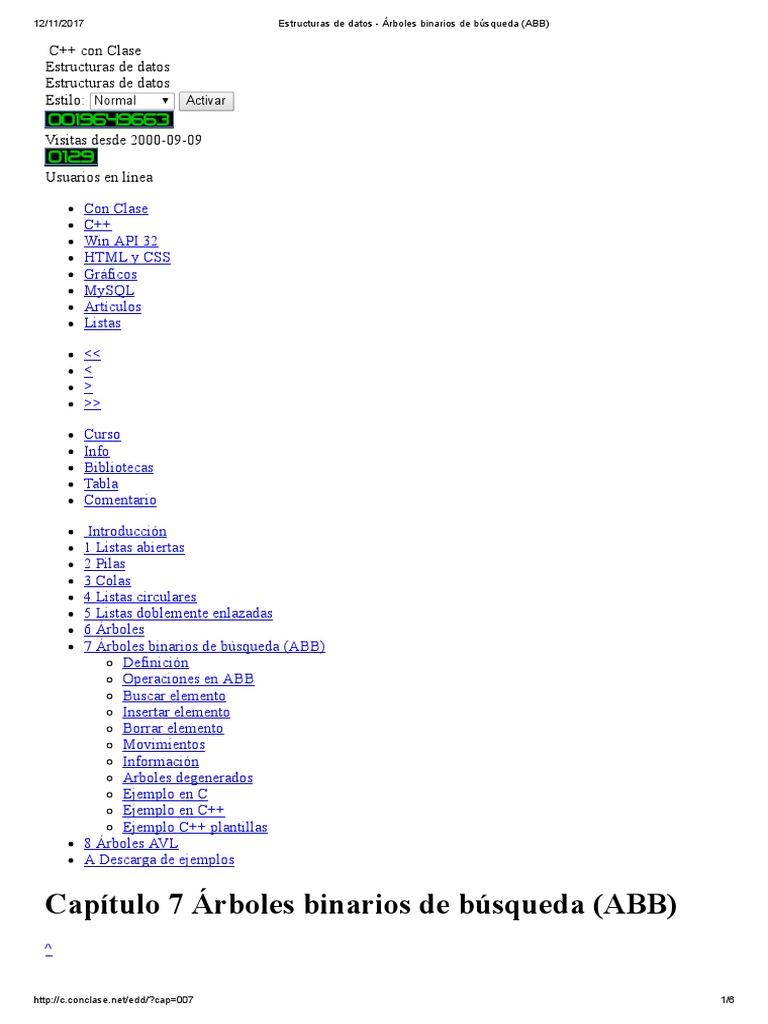 Estructuras De Datos árboles Binarios De Búsqueda Abb Pdf