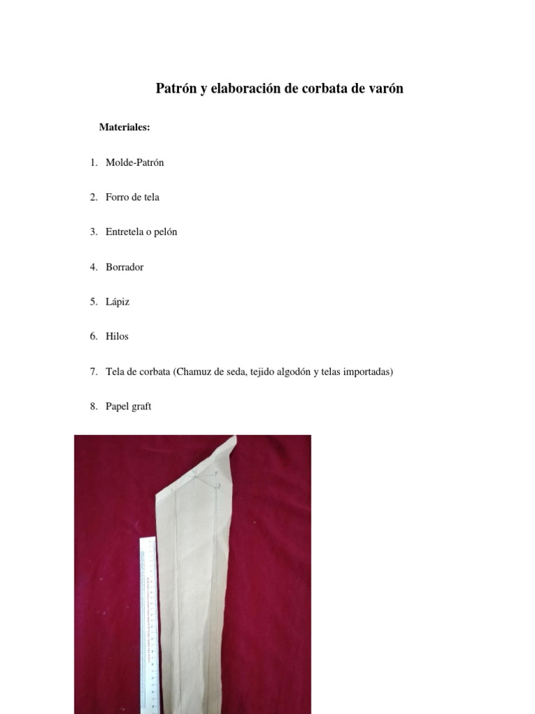 Patrón y Elaboración de Corbata de Varón | PDF