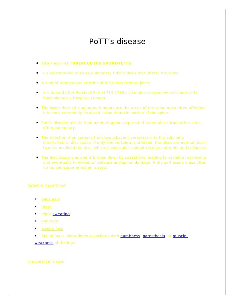 Understanding Pott's Disease: Symptoms & Causes | PDF