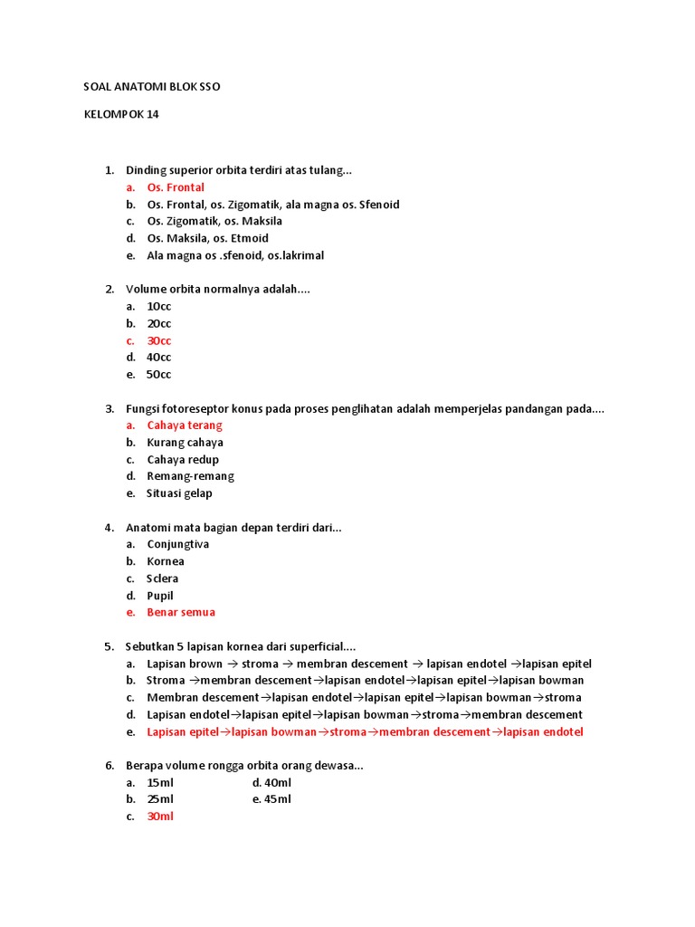 Soal Anatomi Blok Sso | PDF | Sains & Matematika