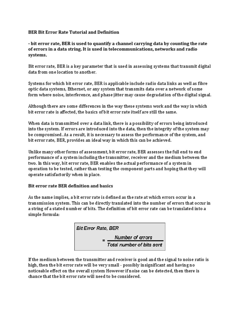 BER Bit Error Rate | PDF | Data Transmission | Telecommunications