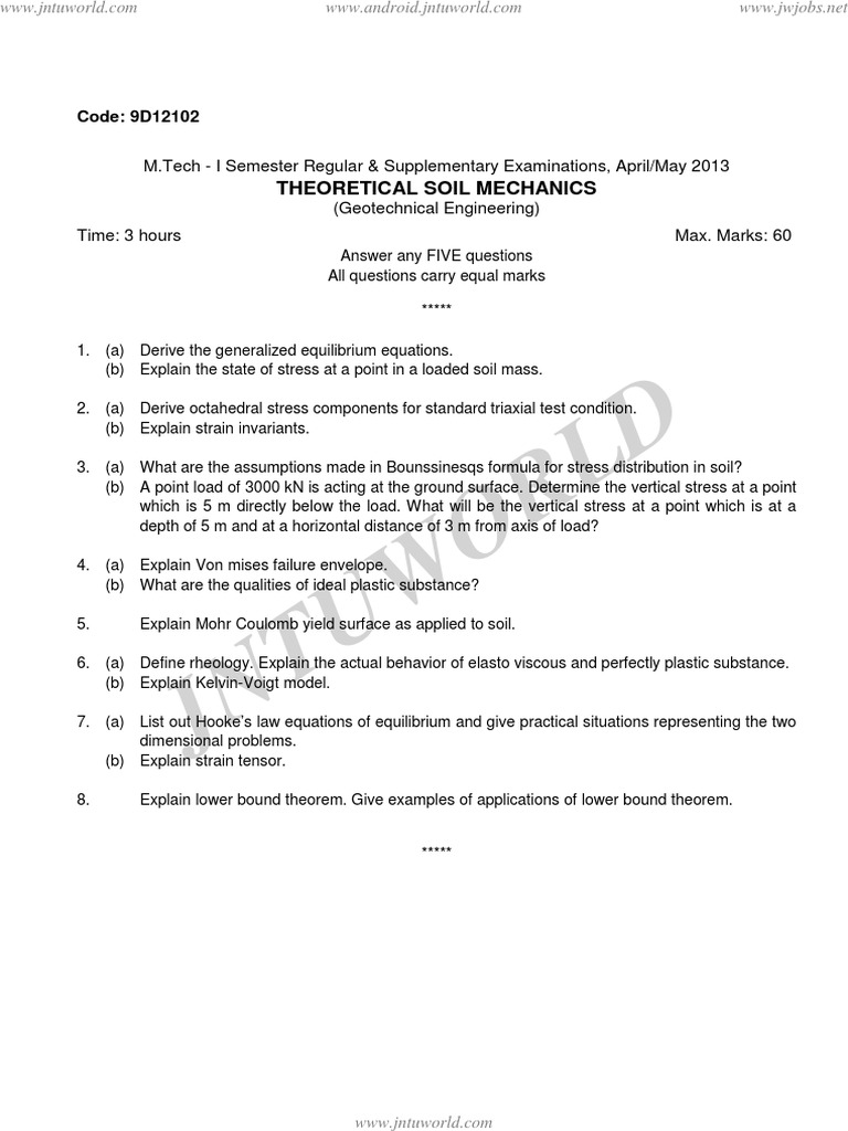 9D12102 Theoretical Soil Mechanics | PDF | Stress (Mechanics ...